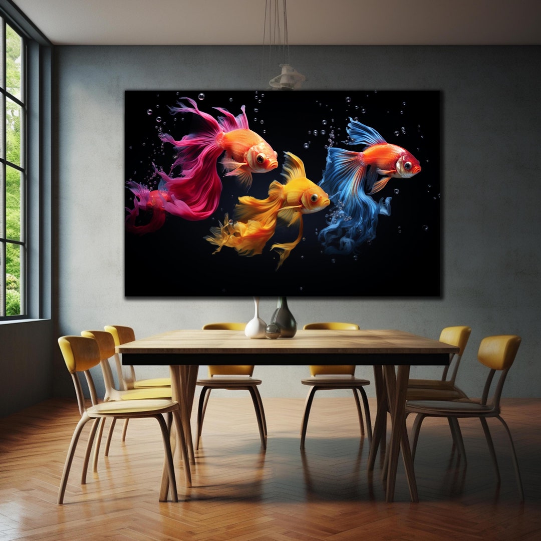 Colorful Fish Wall Art, Tempered Glass Wall Art, Housewarming Gifts ...