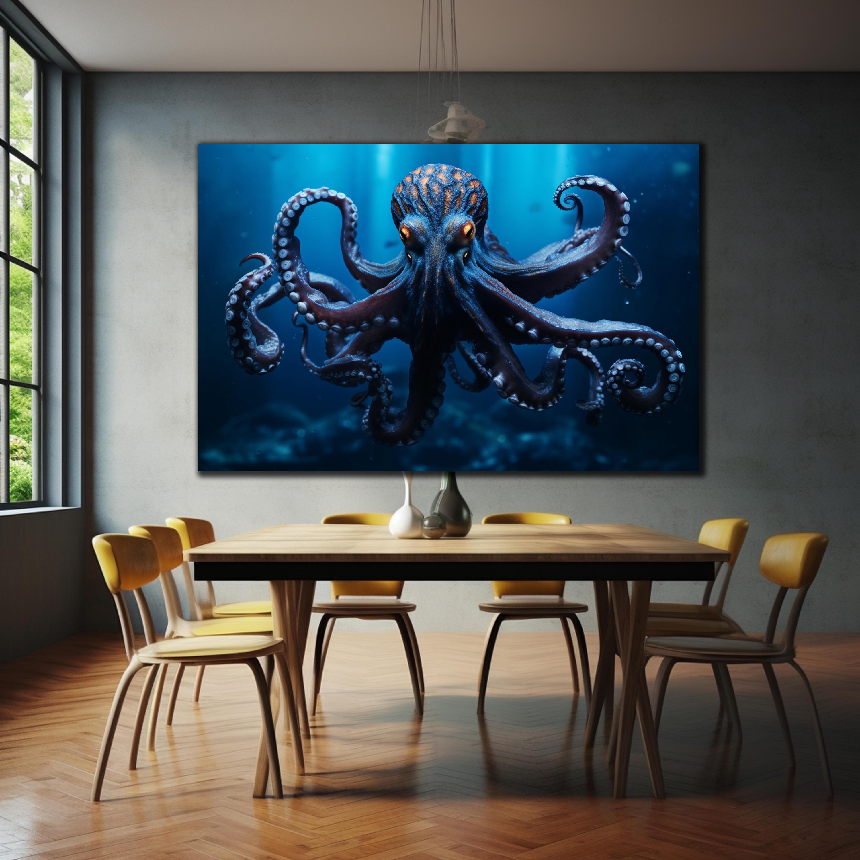 Octopus Tempered Glass Wall Art, Glass Wall Decor, Large Wall Art, Wall ...