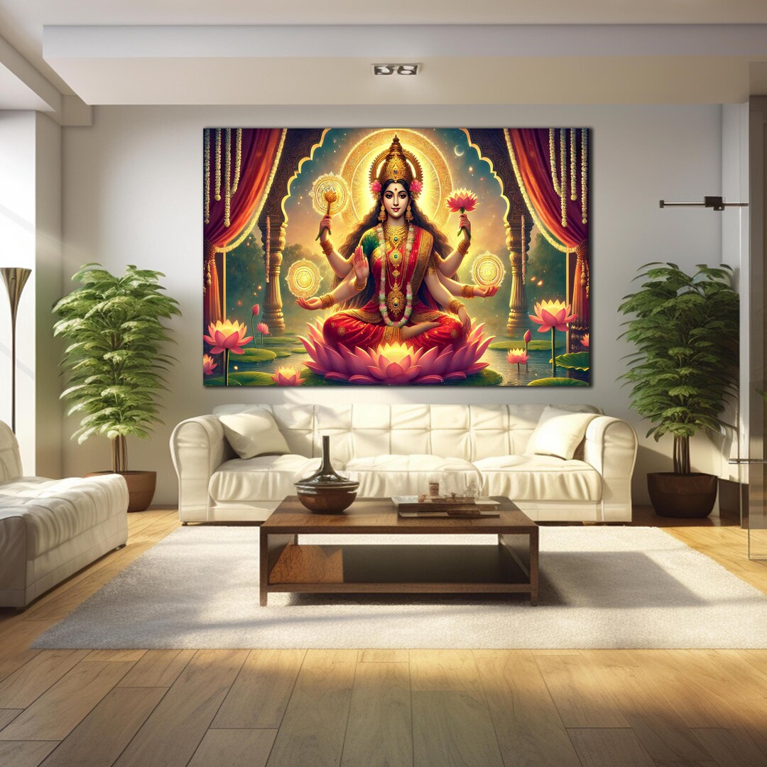 Lakshmi Wall Art, Tempered Glass Wall Art, Hindu God Wall Decor ...