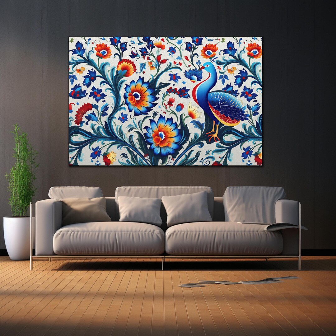 Turkish Pattern Tempered Glass Wall Art, Ethnic Wall Decor, Large Glass ...