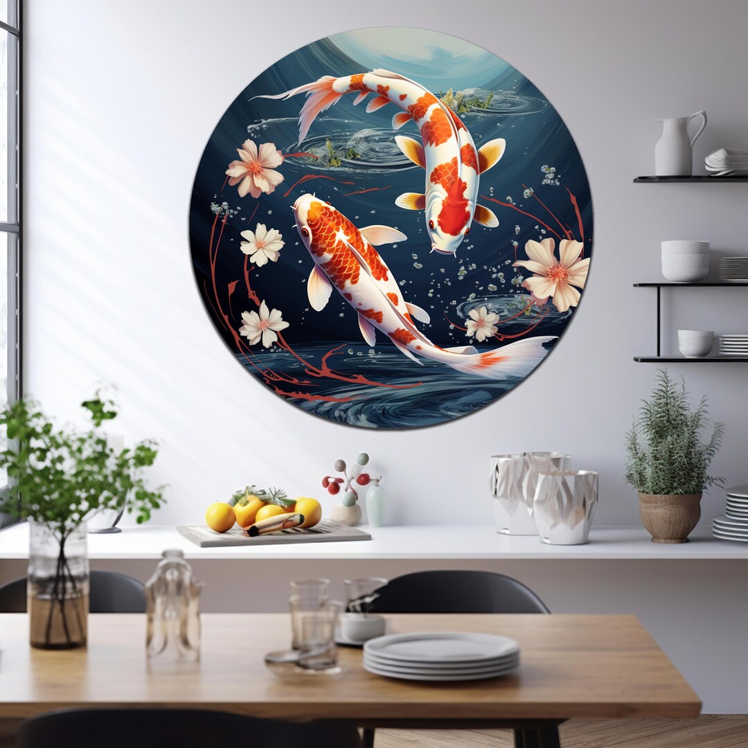 Koi Fish Tempered Glass Wall Art, Fish Wall Decor, Japanese Koi Fish ...