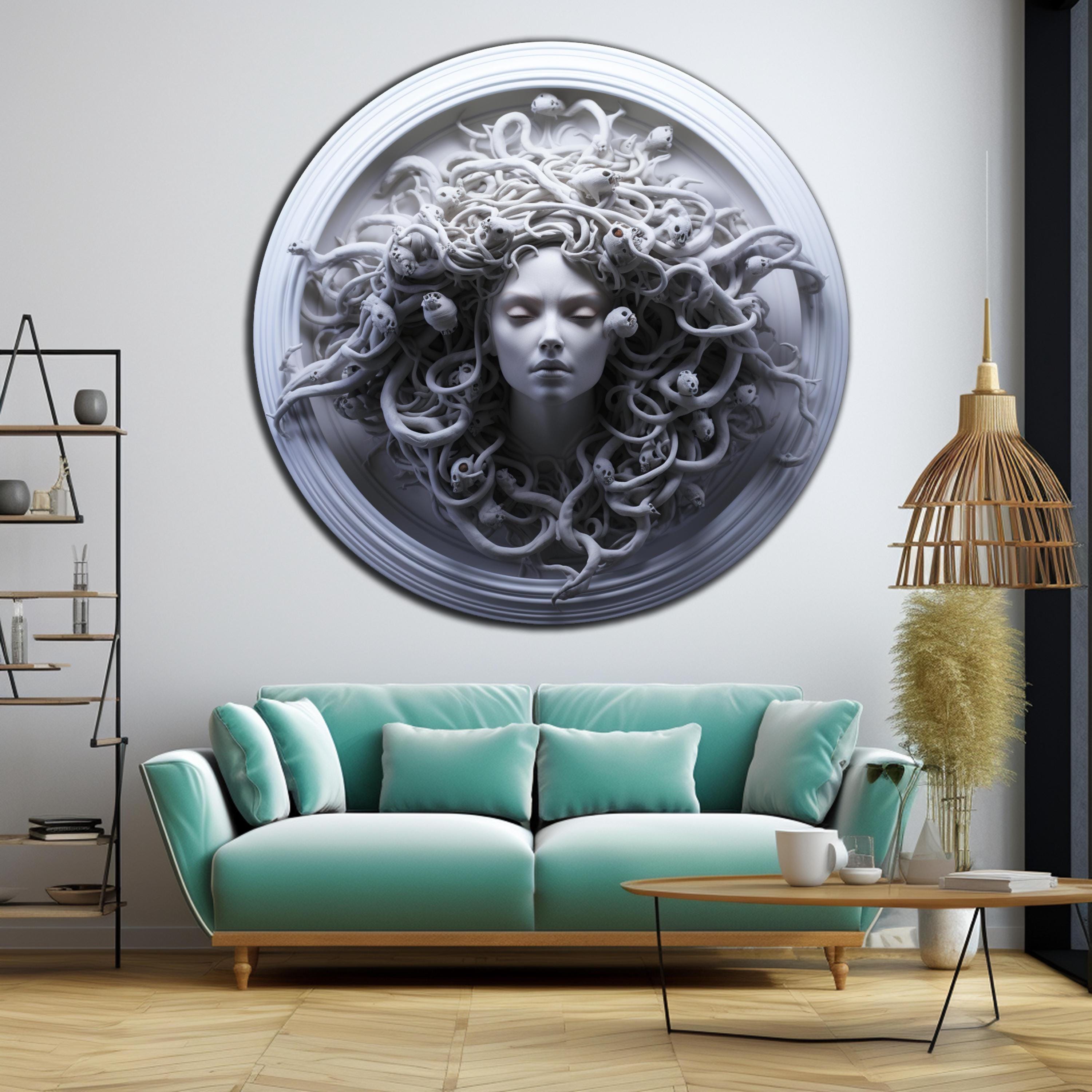 Medusa Tempered Glass Wall Art, Medusa Wall Decor, Medusa Print, Round ...