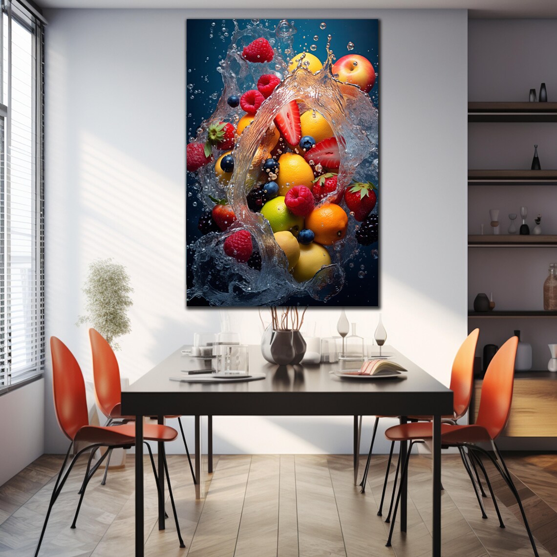 Fruits Splash Glass Wall Art, Tempered Glass Backsplash Wall Decor ...