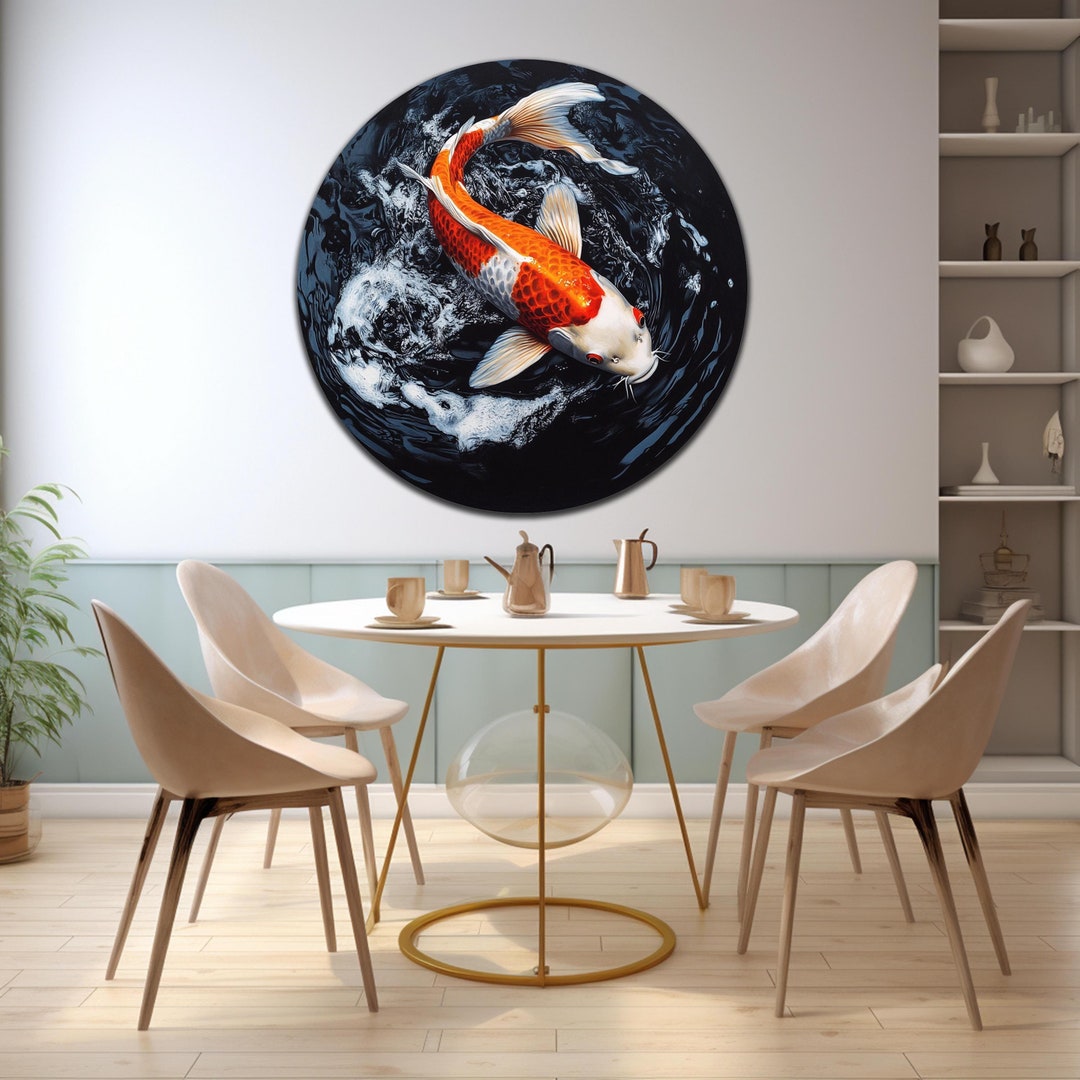 Koi Fish Tempered Glass Wall Art, Fish Wall Decor, Japanese Koi Fish ...