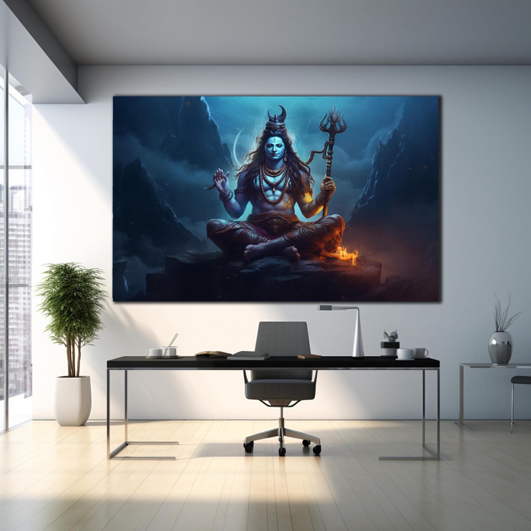Hindu God Shiva Wall Art, Hindu Wall Decor, Hindu God Decor, Tempered ...