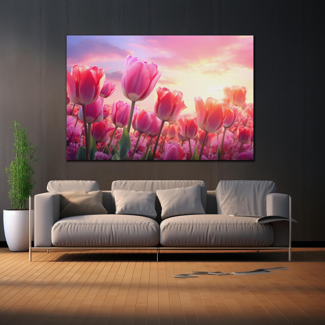 Tulip Flower Wall Art, Tempered Glass Wall Art, Flower Wall Art, Large ...