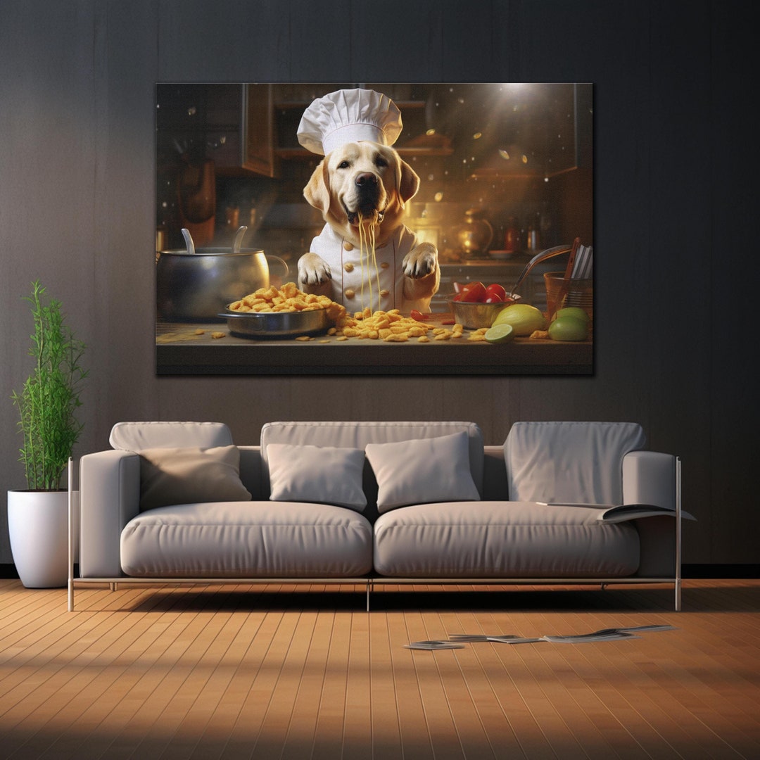 Golden Retriever Dog Kitchen Glass Wall Art, Kitchen Wall Decor, Animal ...