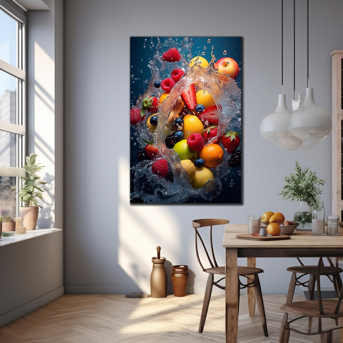 Fruits Splash Glass Wall Art, Tempered Glass Backsplash Wall Decor ...