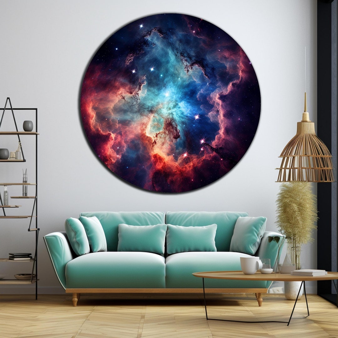 Galaxy Nebula Wall Art, Tempered Glass Wall Art, Space Wall Art, Round ...