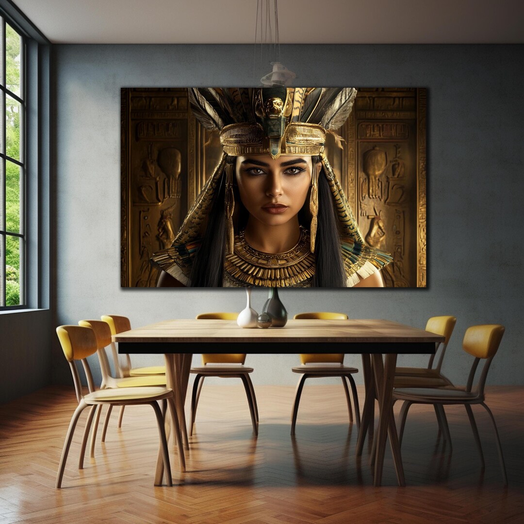 Cleopatra Wall Art, Tempered Glass Wall Art, Egyptian Goddess, Egypt Wall Art, Extra Large Wall ...