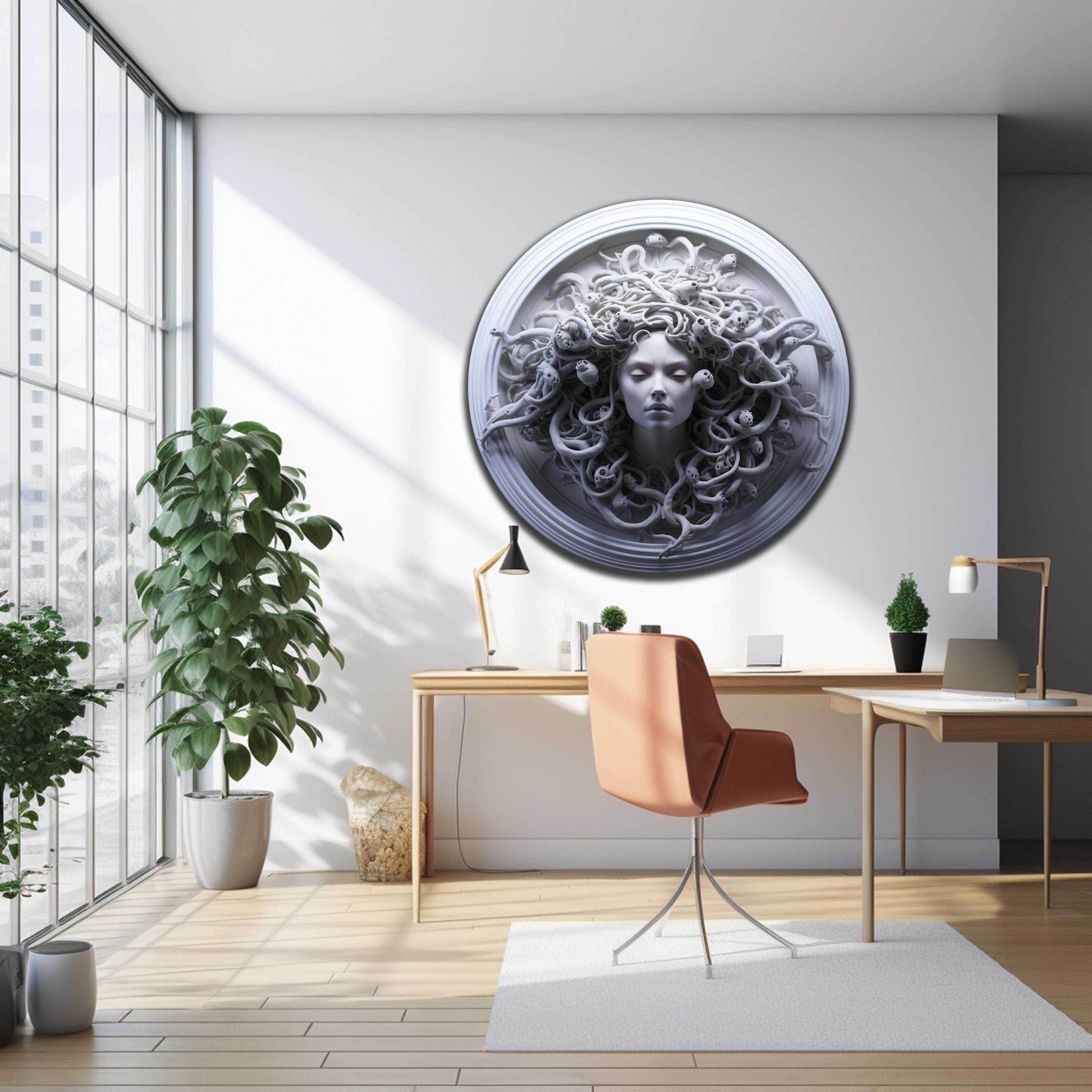 Medusa Tempered Glass Wall Art, Medusa Wall Decor, Medusa Print, Round ...