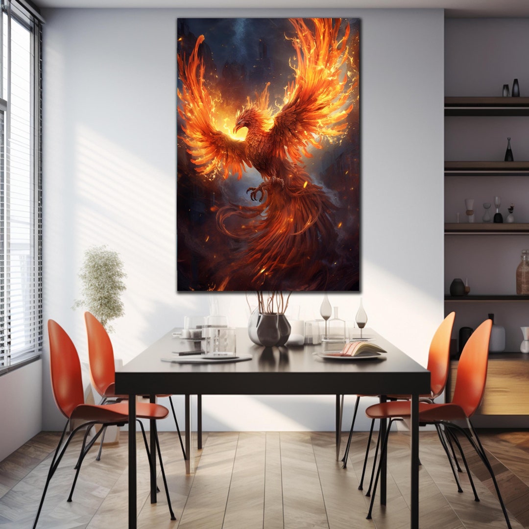 Phoenix Wall Art, Tempered Glass Wall Art, Phoenix Glass Art, Stained ...