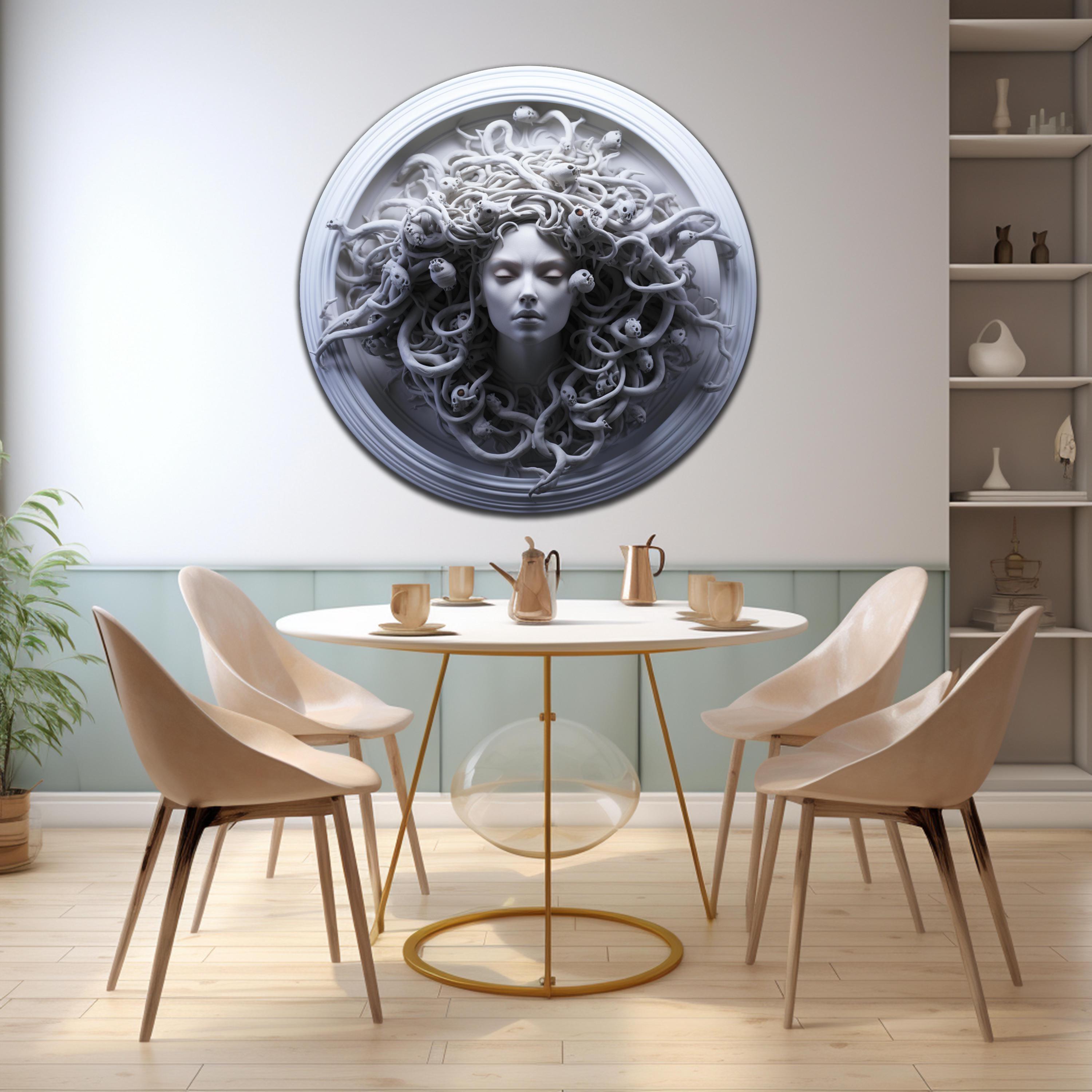 Medusa Tempered Glass Wall Art, Medusa Wall Decor, Medusa Print, Round ...