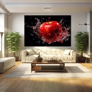 Red Apple Tempered Glass Wall Art, Extra Large Wall Art, Wall Hangings ...