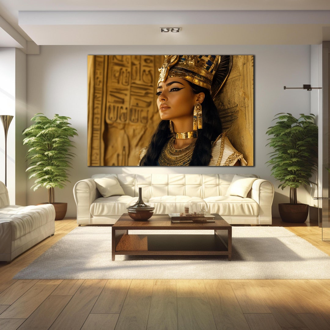 Cleopatra Wall Art, Tempered Glass Wall Art, Egyptian Goddess, Egypt Wall Art, Extra Large Wall ...