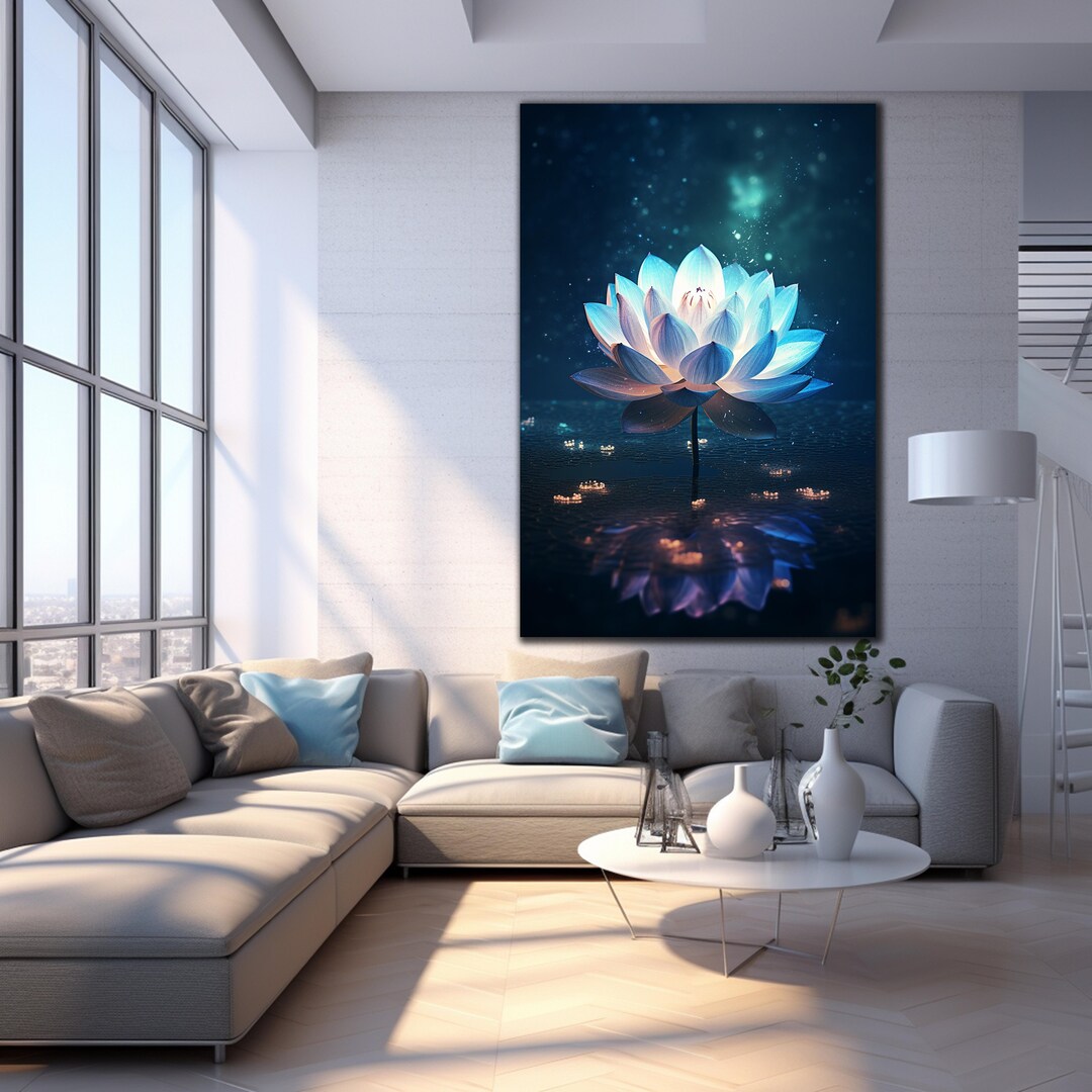 Lotus Flower Wall Art, Magical Lotus Art, Lotus Flower Art, Glass Wall ...