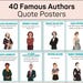 Famous Authors Quote Posters | 40 Classroom Library Decor | Literary ...