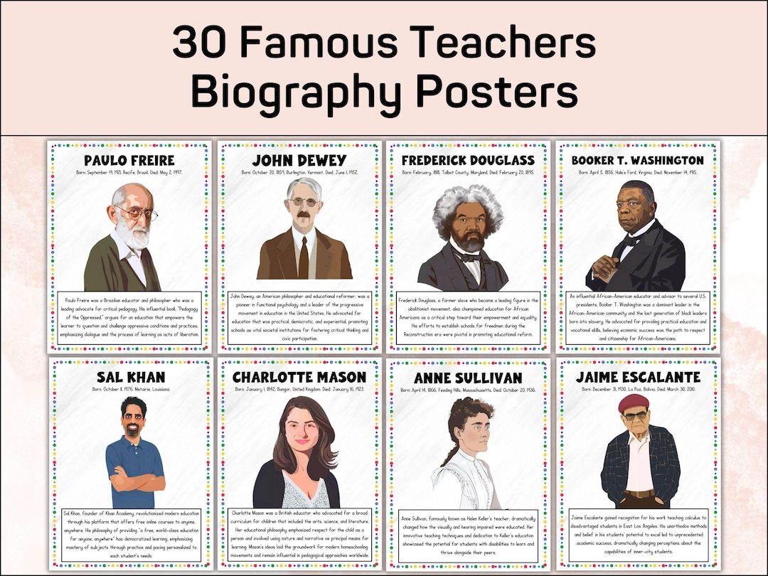 30 Famous Teachers Biography Posters Inspirational Educators Classroom ...