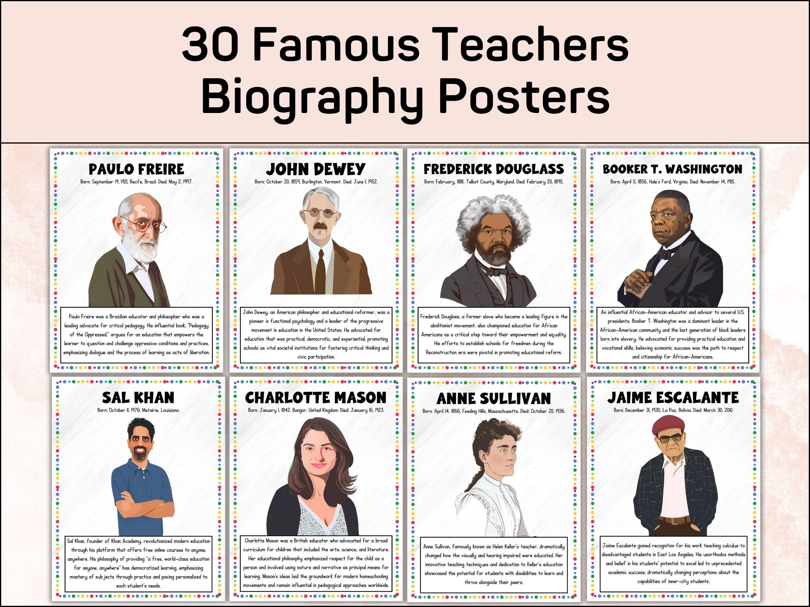 30 Famous Teachers Biography Posters | Inspirational Educators ...