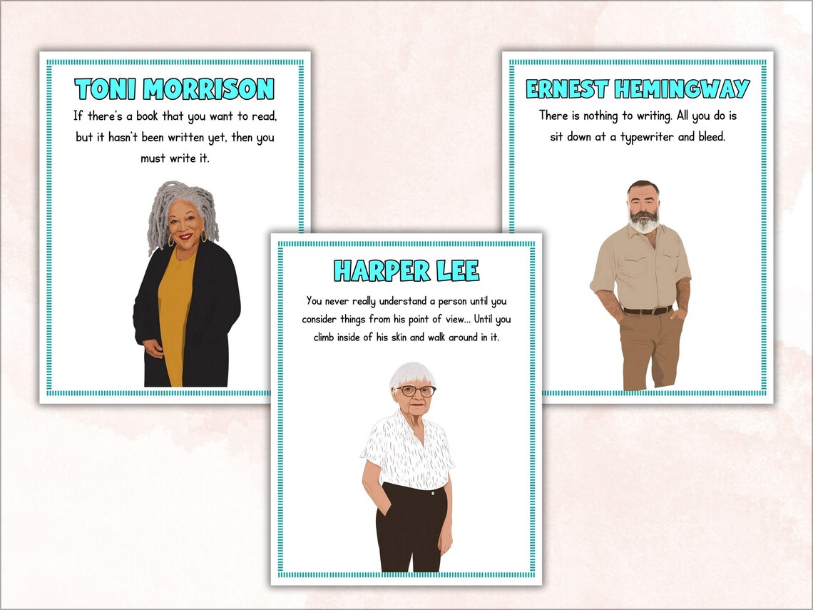 Famous Authors Quote Posters | 40 Classroom Library Decor | Literary ...