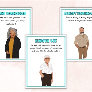 Famous Authors Quote Posters | 40 Classroom Library Decor | Literary ...