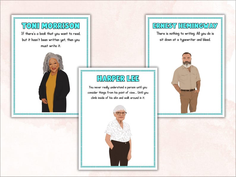 Famous Authors Quote Posters | 40 Classroom Library Decor | Literary ...