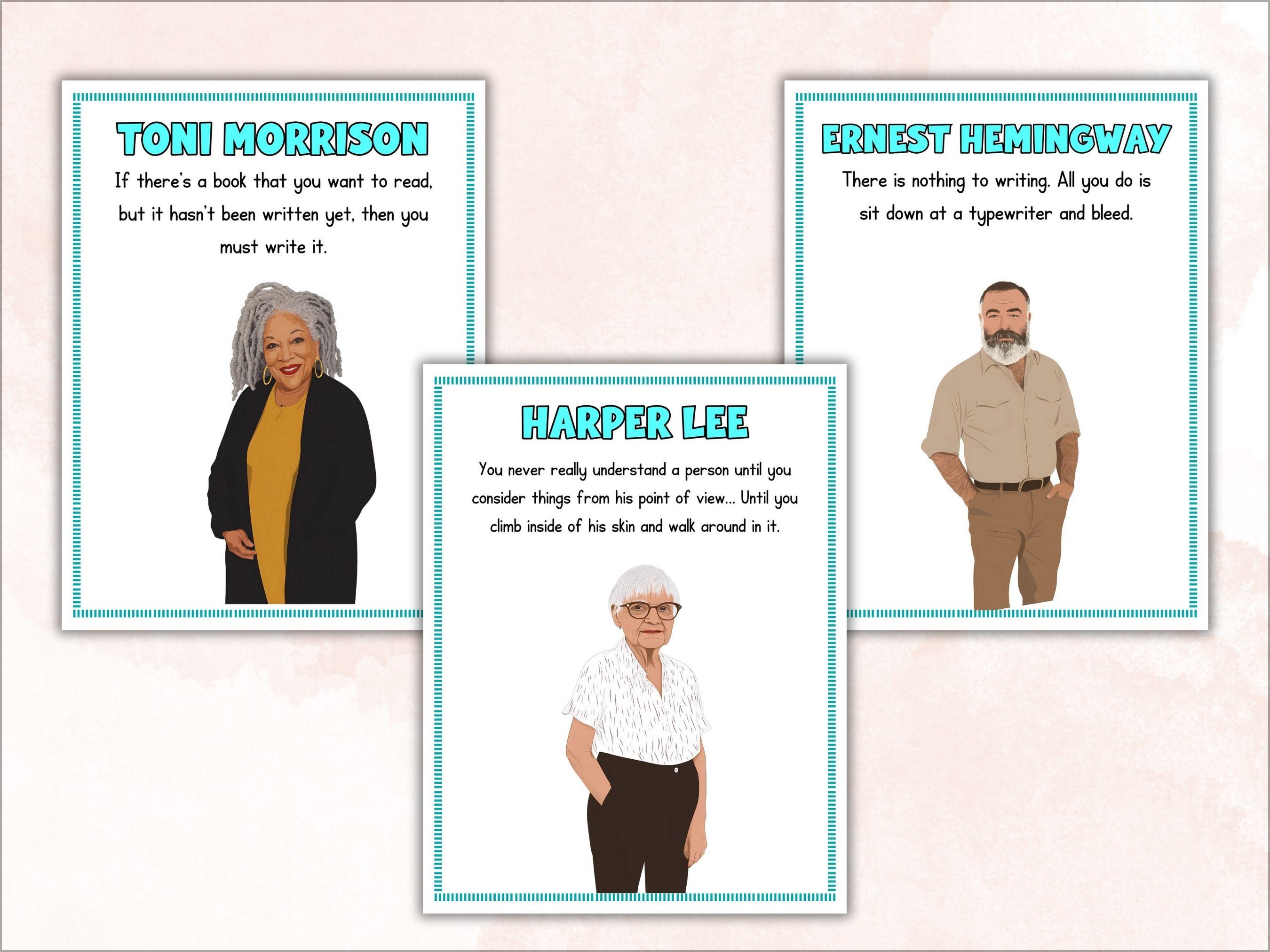 Famous Authors Quote Posters | 40 Classroom Library Decor | Literary ...