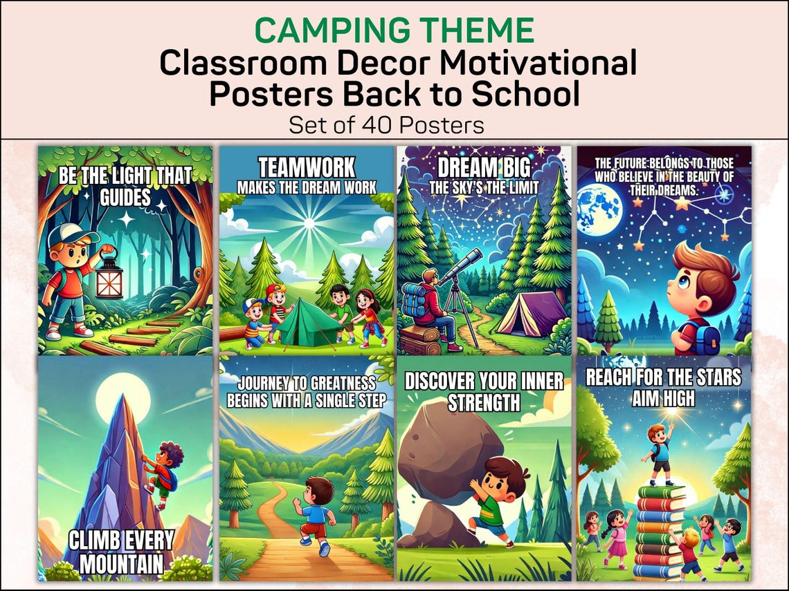 Camping Theme Classroom Decor Motivational Posters, Back to School ...