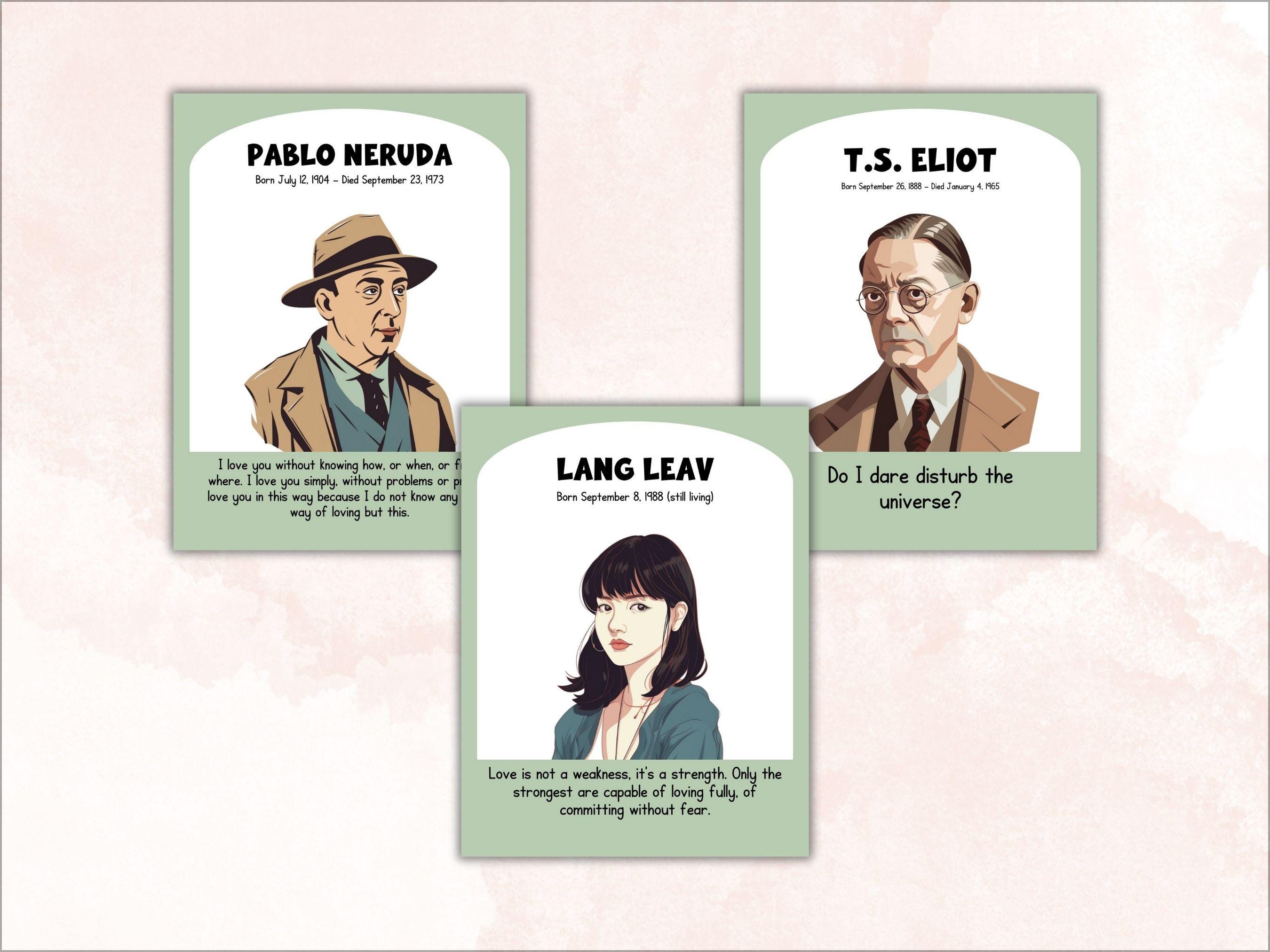 21 Famous Poets Quotes Posters | National Poetry Month Decor | Literary ...