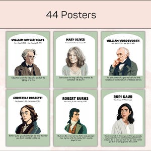 21 Famous Poets Quotes Posters National Poetry Month Decor Literary ...