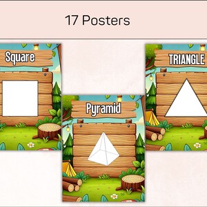 Camping Theme Classroom Decor 2D and 3D Shapes Posters Bulletin Board ...