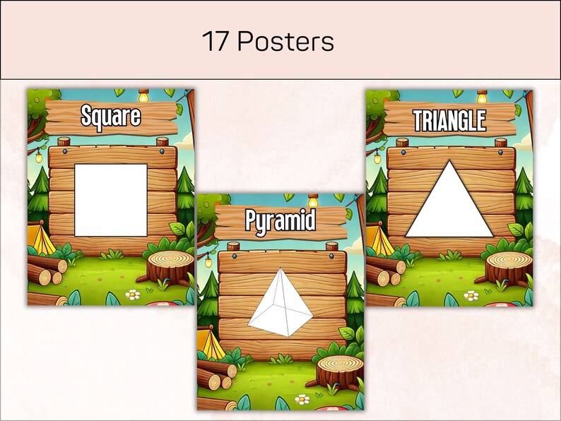 Camping Theme Classroom Decor 2D and 3D Shapes Posters Bulletin Board ...