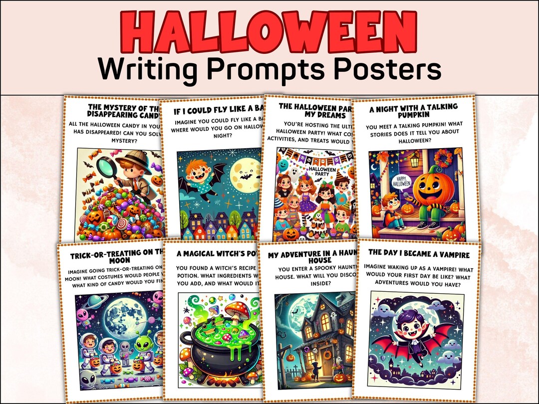 Halloween Writing Prompts Posters - Classroom Decor - Creative Writing ...
