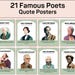 21 Famous Poets Quotes Posters National Poetry Month Decor Literary ...