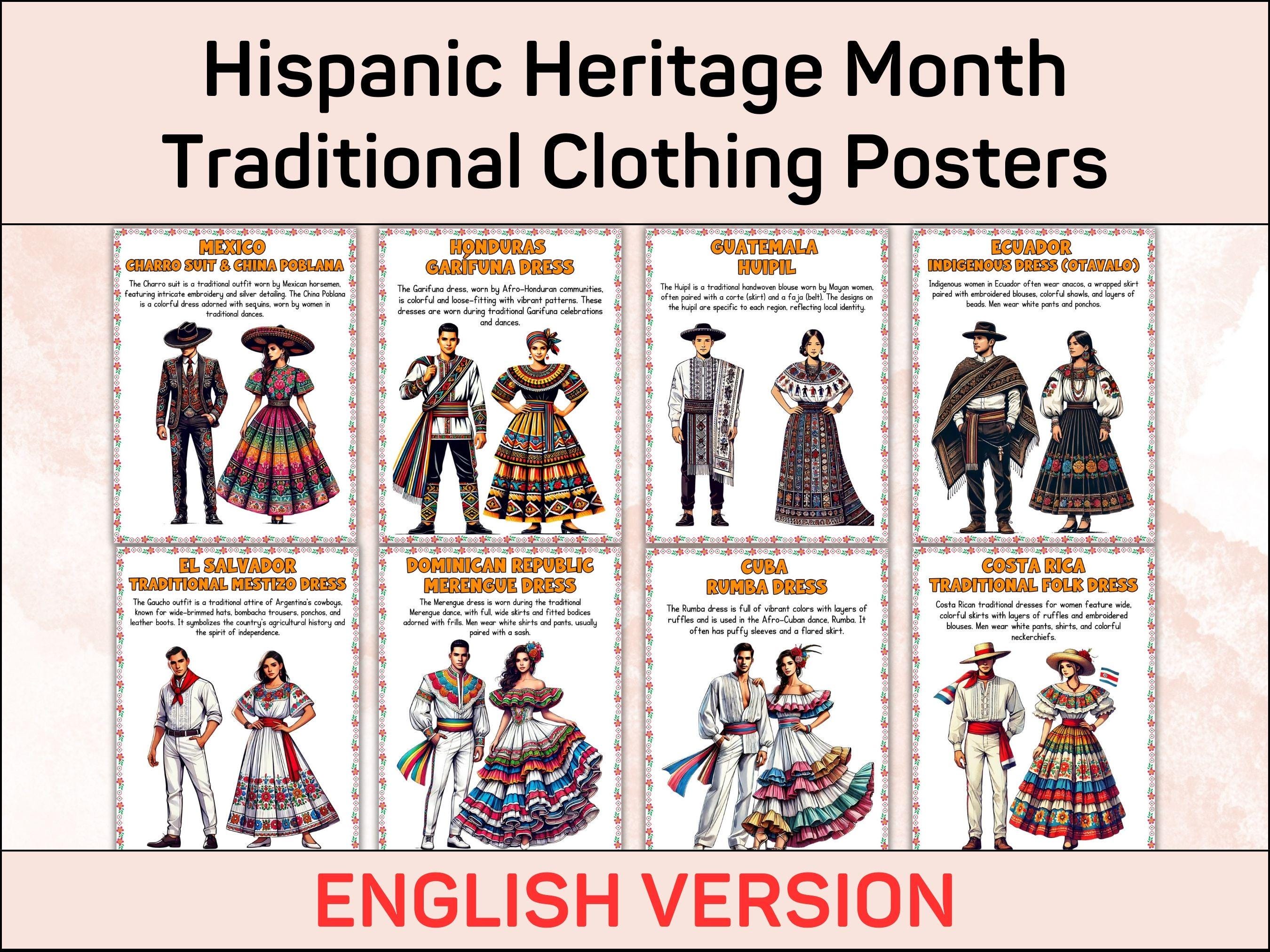Hispanic Heritage Month Traditional Clothing Posters | 21 Latin ...