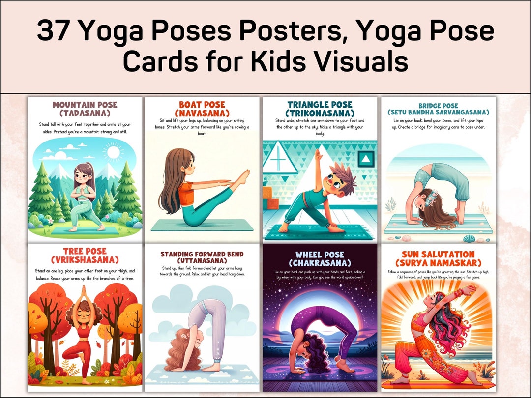 Yoga Poses Posters, Yoga Pose Cards for Kids Visuals, Coping Skills ...