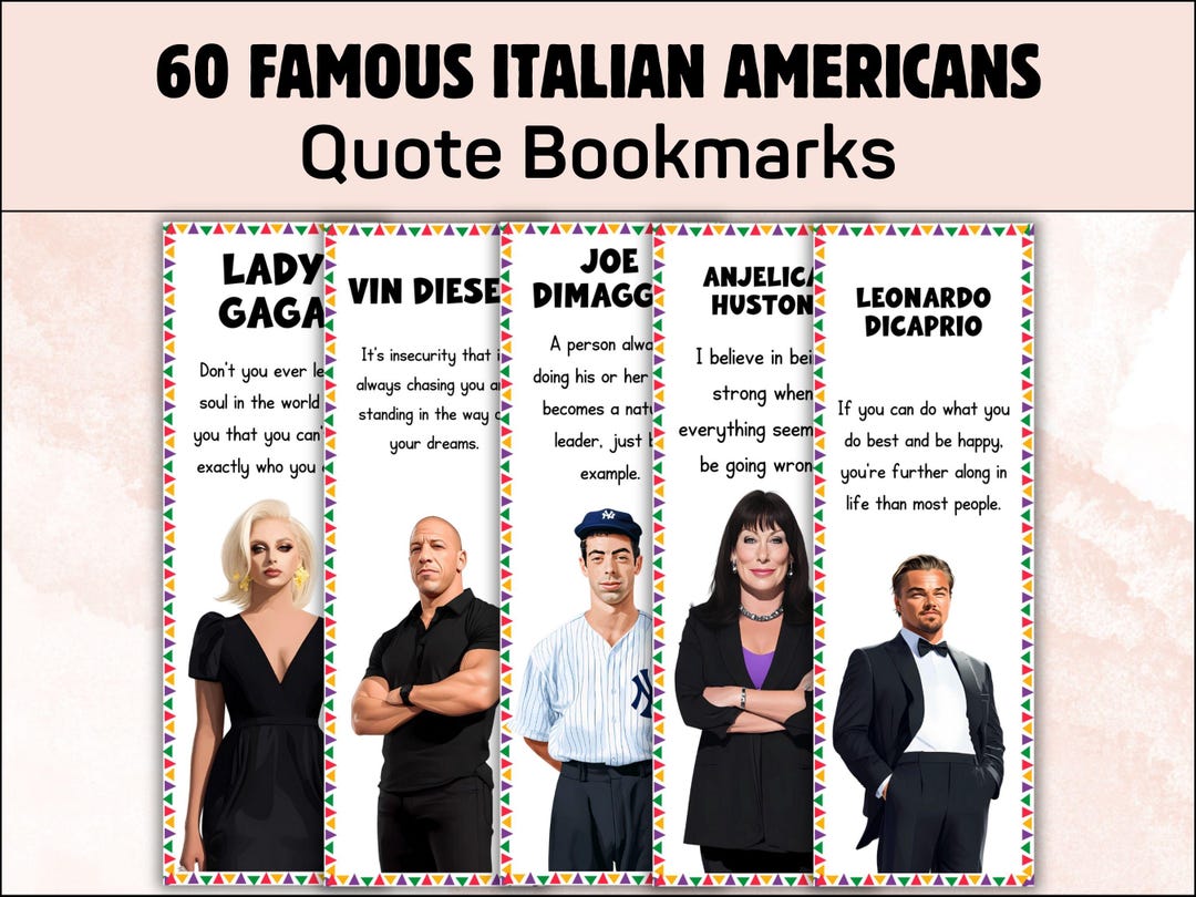 60 Famous Italian Americans Quote Bookmarks Italian American Heritage ...