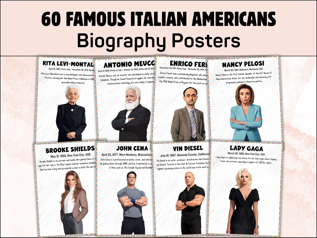 60 Famous Italian Americans Biography Posters Italian American Heritage ...