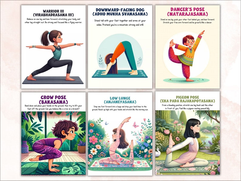 Yoga Poses Posters, Yoga Pose Cards for Kids Visuals, Coping Skills ...