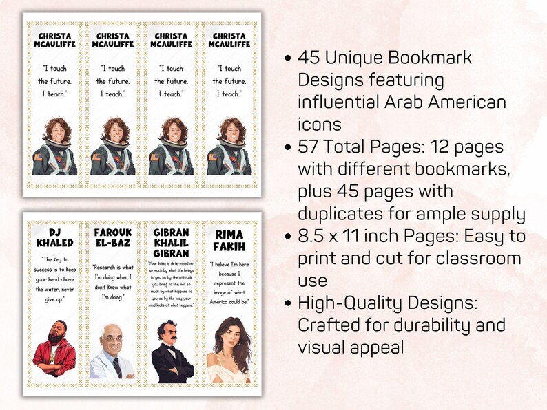 45 Famous Arab Americans Bookmarks, Arab American Heritage Month ...