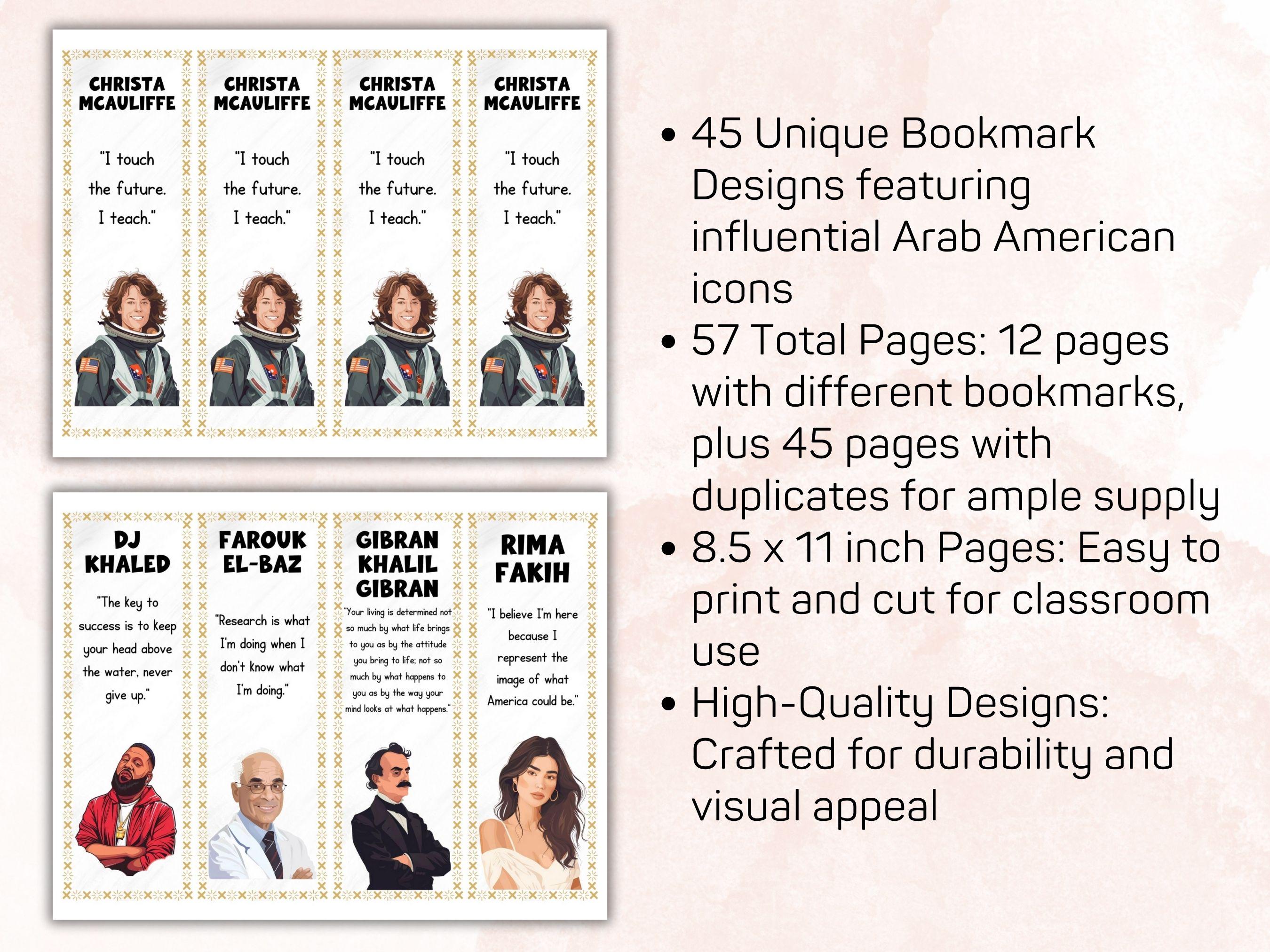 45 Famous Arab Americans Bookmarks, Arab American Heritage Month ...