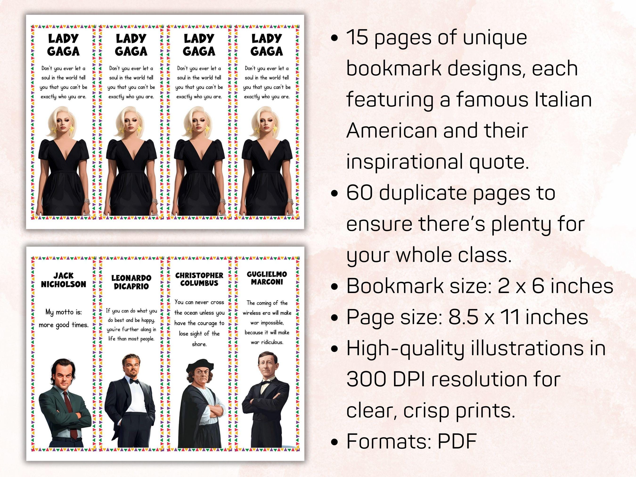 60 Famous Italian Americans Quote Bookmarks Italian American Heritage ...