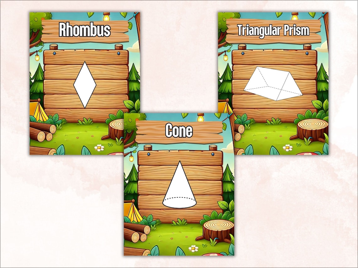 Camping Theme Classroom Decor 2D and 3D Shapes Posters Bulletin Board ...