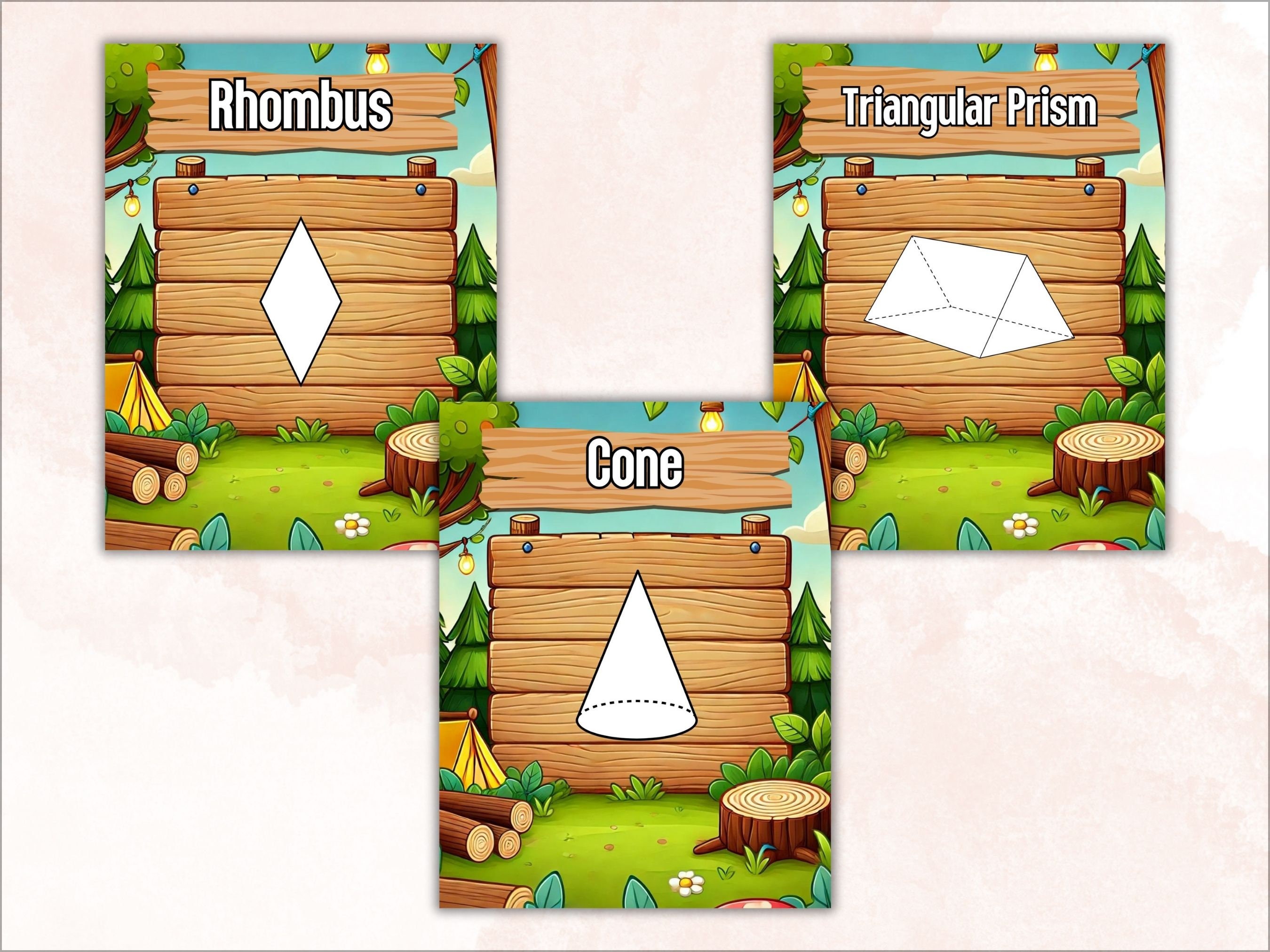 Camping Theme Classroom Decor 2D and 3D Shapes Posters Bulletin Board ...