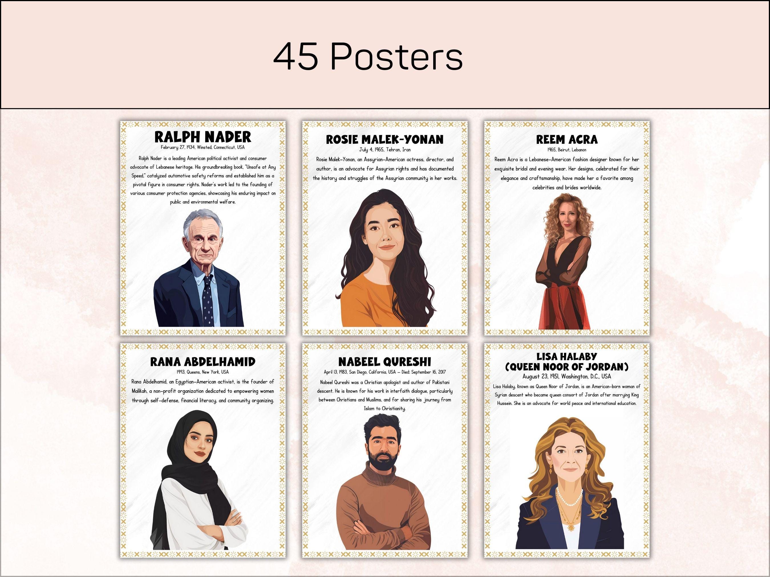 45 Arab Americans Biography Posters | Arab American Heritage Month ...