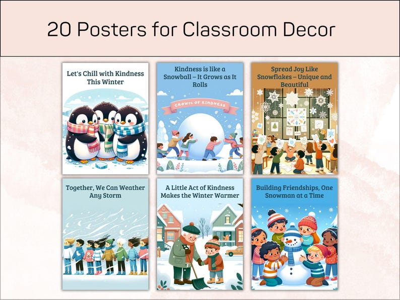 Winter Kindness Bulletin Board Set | 20 Inspiring Posters for Classroom ...