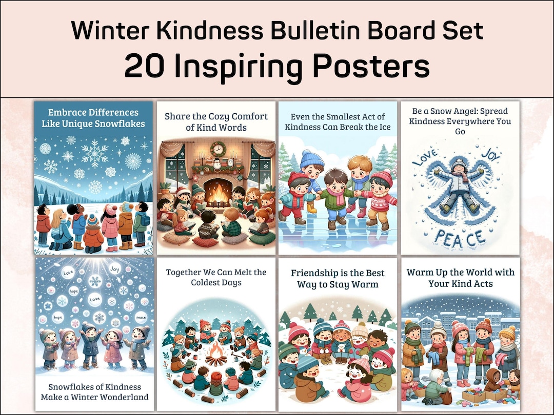 Winter Kindness Bulletin Board Set | 20 Inspiring Posters for Classroom ...