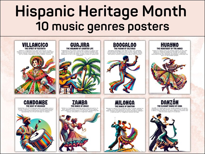 Hispanic Heritage Month Music Genres: 10 Dance Posters, Latin America ...