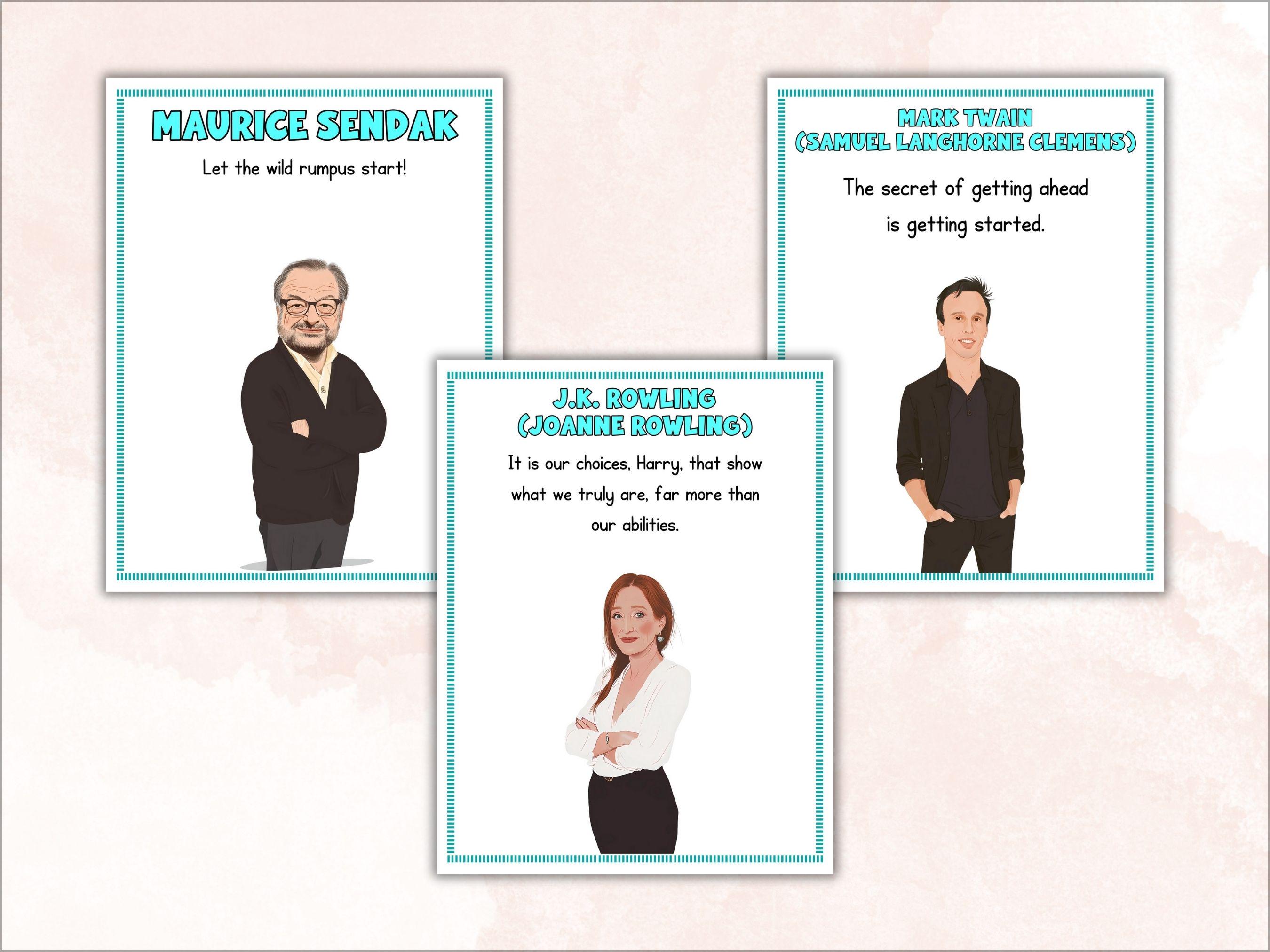 Famous Authors Quote Posters | 40 Classroom Library Decor | Literary ...