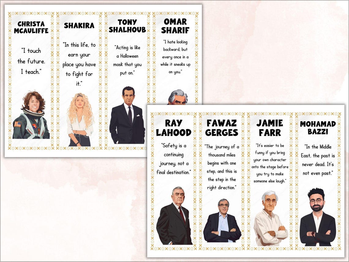45 Famous Arab Americans Bookmarks, Arab American Heritage Month ...